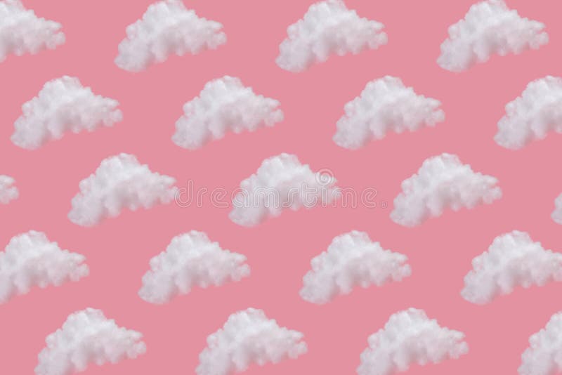Pattern of Decorative Clouds on a Pink Background Stock Image - Image ...