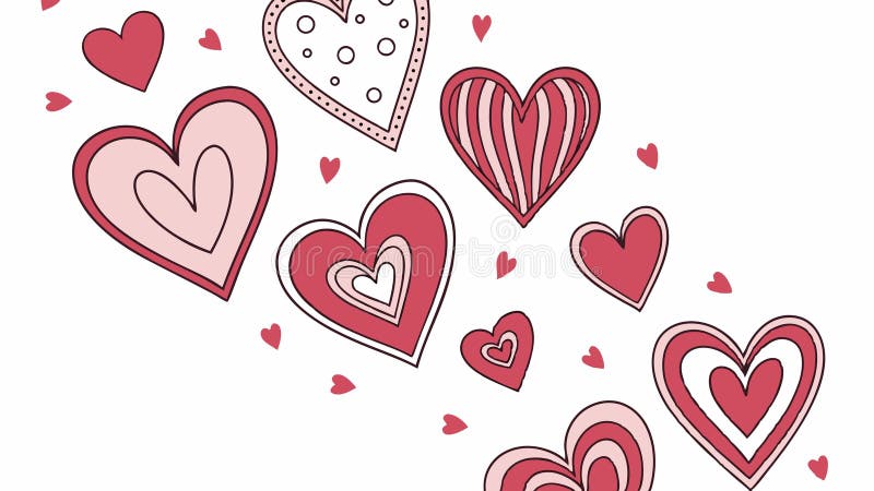 Pattern of Decorative Hearts, Love and Romance Theme, Vector Design ...