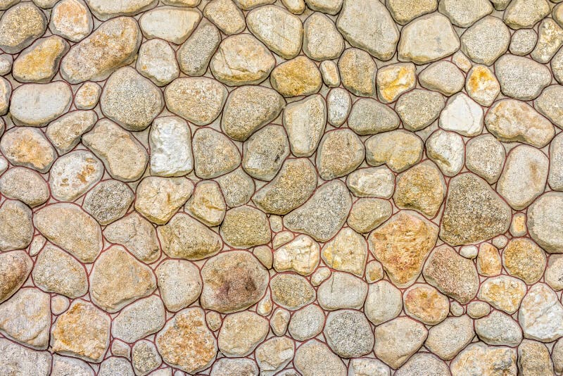 Natural Round Stone Wall or Pavement Stock Photo - Image of ...