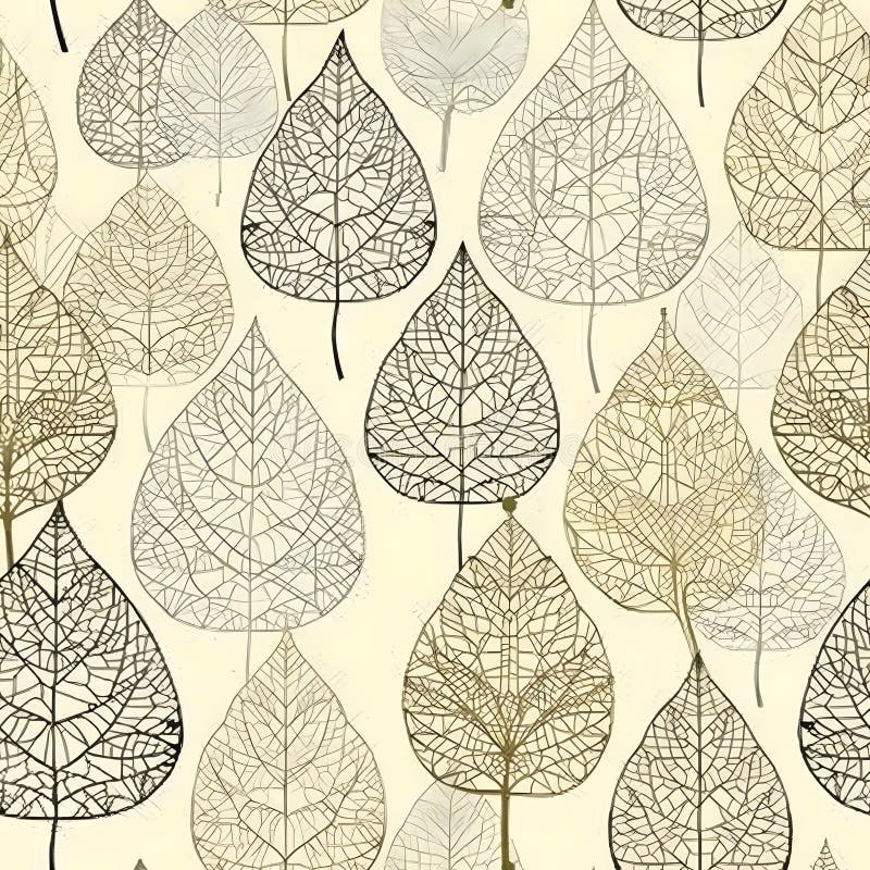 A Pattern of Delicate, Translucent Leaves in Various Shades on a Light ...