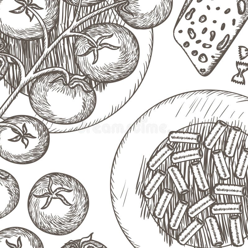 Pattern of Delicious Italian Food Stock Vector - Illustration of ...