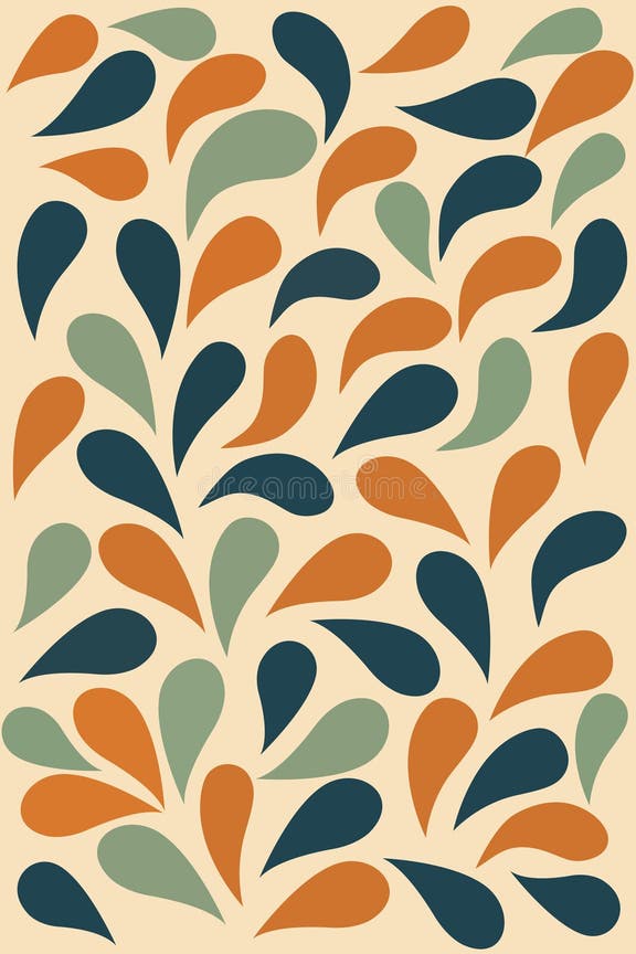 Colorful Teardrop Pattern Earth Tone Shapes Scattered Organically on ...