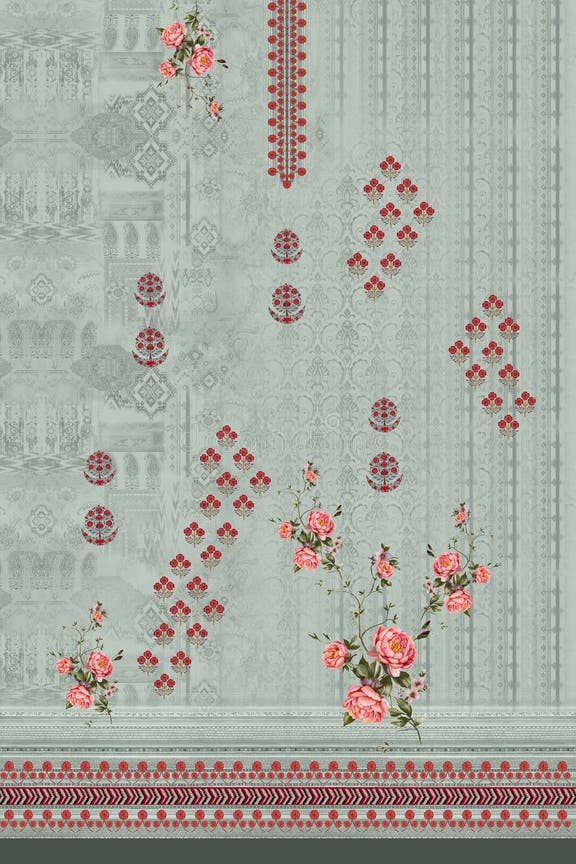 Pattern Design of Digital Print Garment Stock Image - Image of ethnic ...