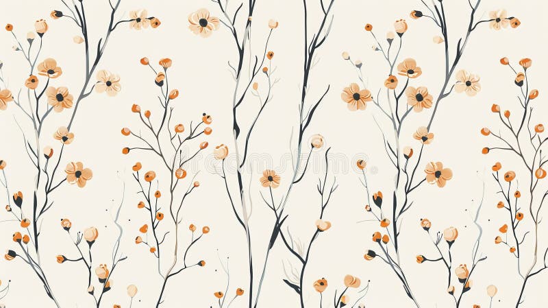 Pattern Design. Floral Plants, Field Branches, Fragile Spring Stems for ...