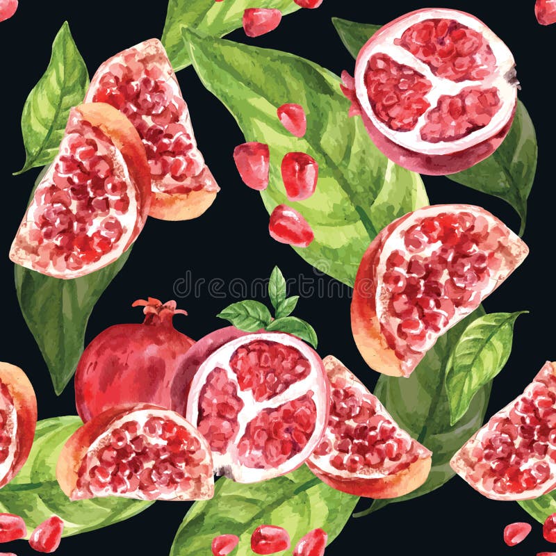 Pattern Design with Fruits Theme, Ruby and Mangosteen Seamless ...