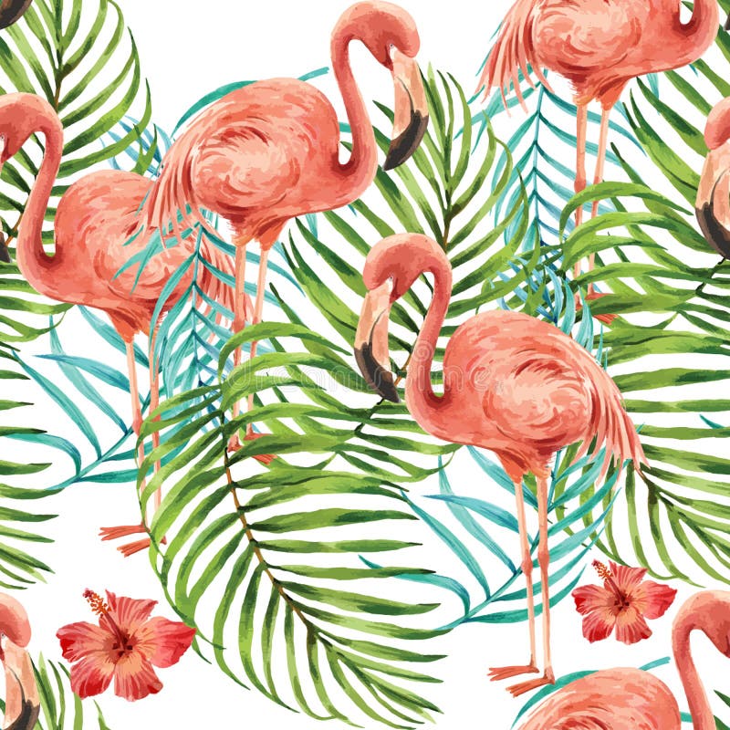 Pattern Design with Tropical Theme, Palms, Monstera and Hibiscus ...