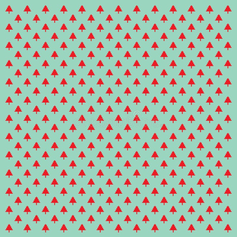 Pattern Designed from Small Red Christmas Trees on a Neon Mint Green ...