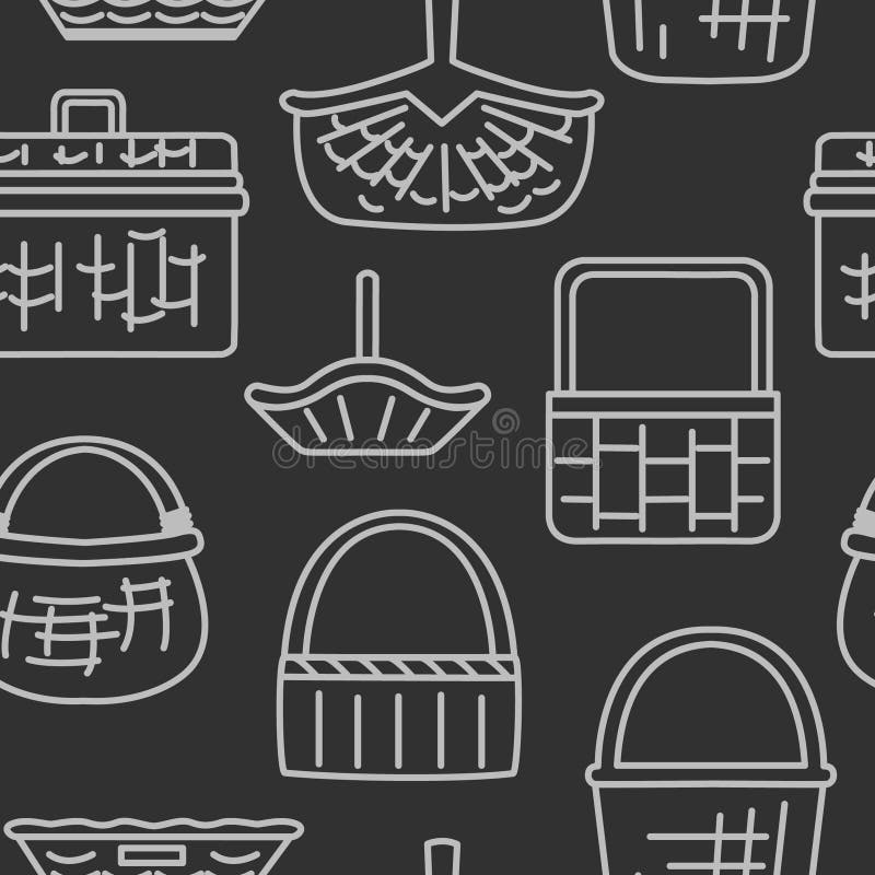 Pattern with Different Baskets Stock Vector - Illustration of clothes ...