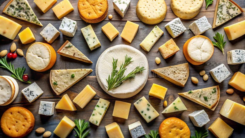 Pattern of Different Cheese Types in Circles Stock Illustration ...