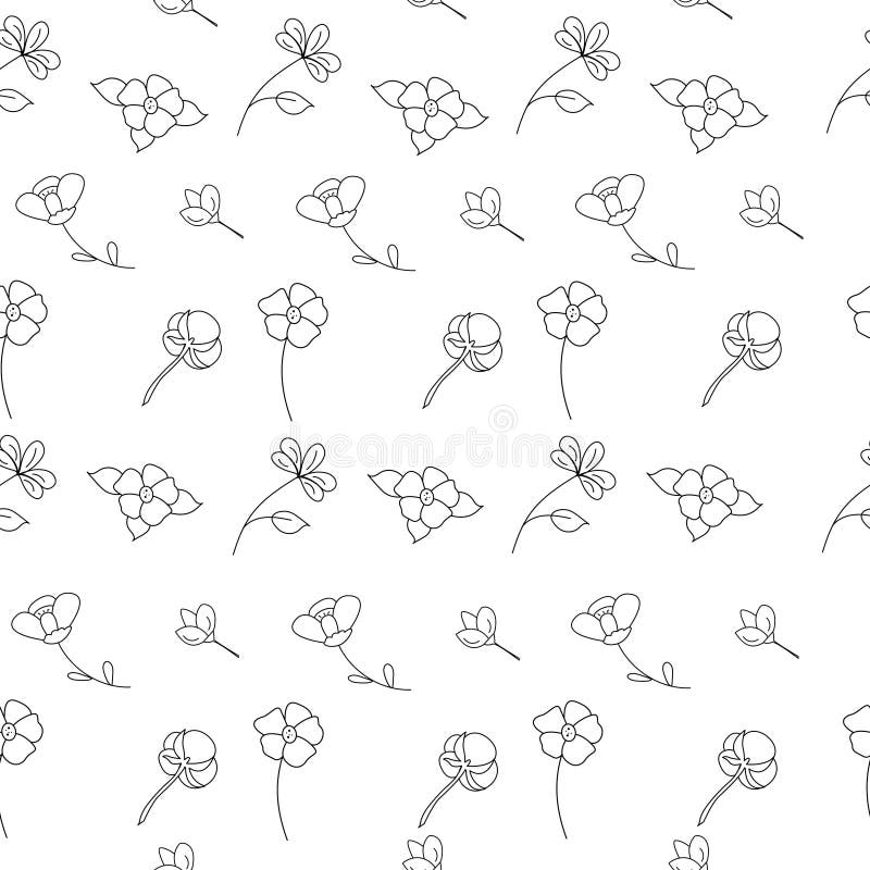 Pattern of Different Flowers Outline. Vector Stock Vector ...