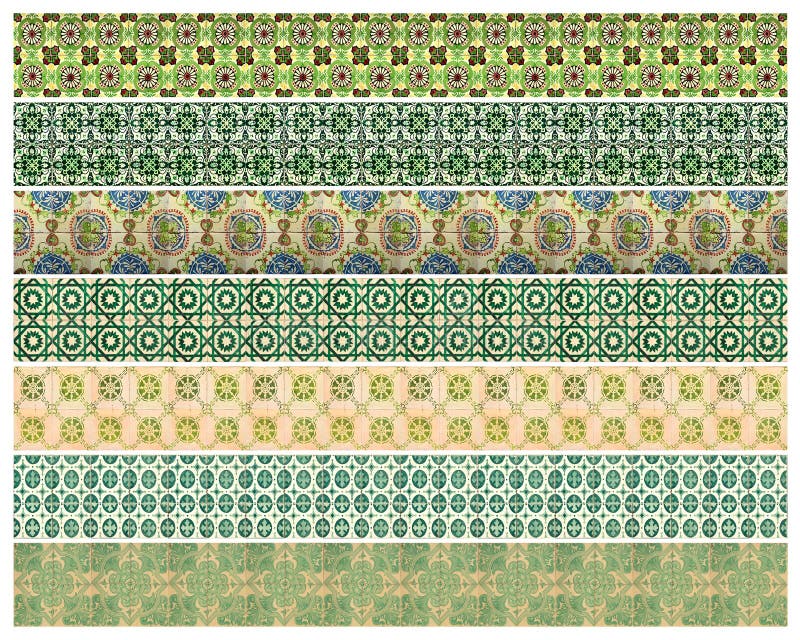 Pattern of 7 Different Green Tiles Stock Photo - Image of exterior ...