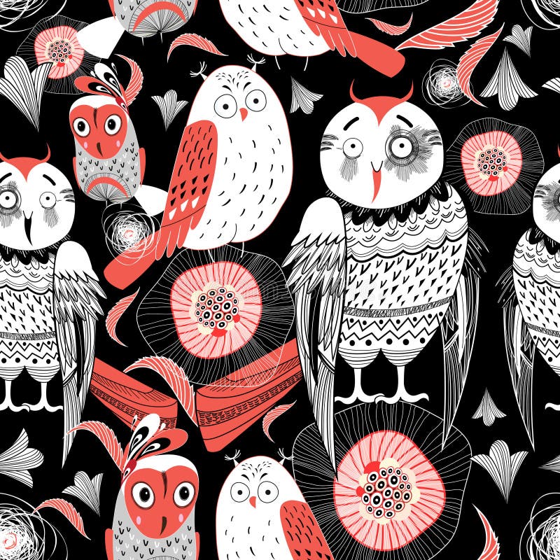 Set of different owls stock vector. Illustration of pattern - 45312234