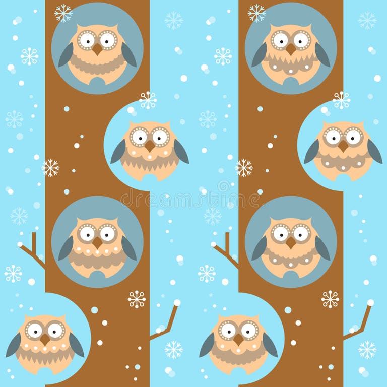 Pattern with Different Owls Stock Vector - Illustration of seamless ...