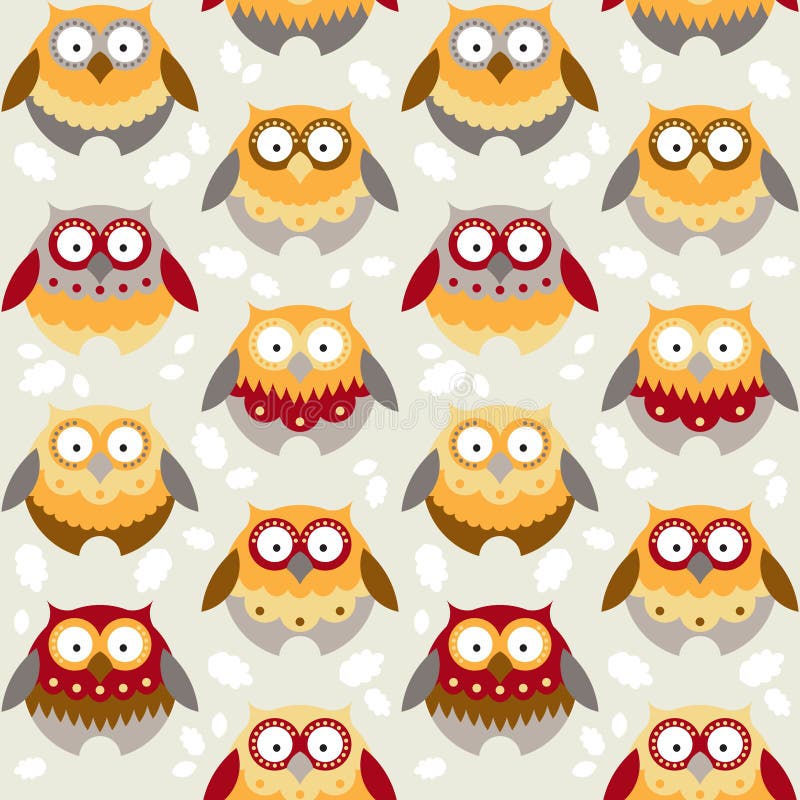 Pattern with Different Owls Stock Vector - Illustration of wing ...