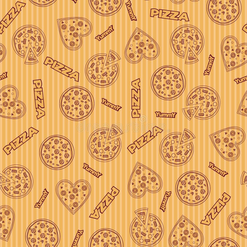 Pattern with Different Pizzas and Slices of Pizza Stock Vector ...