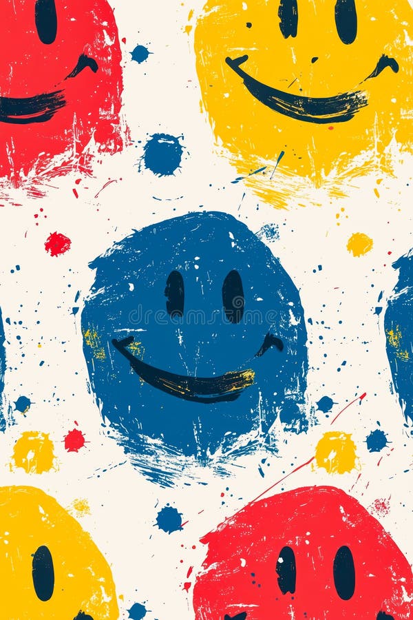 A Pattern with Different Smiley Faces. Generative AI Stock Photo ...
