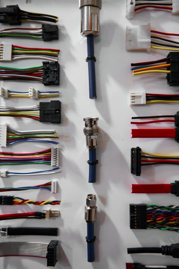 Pattern with Different Types Plugs and Connectors on White Stock Image ...