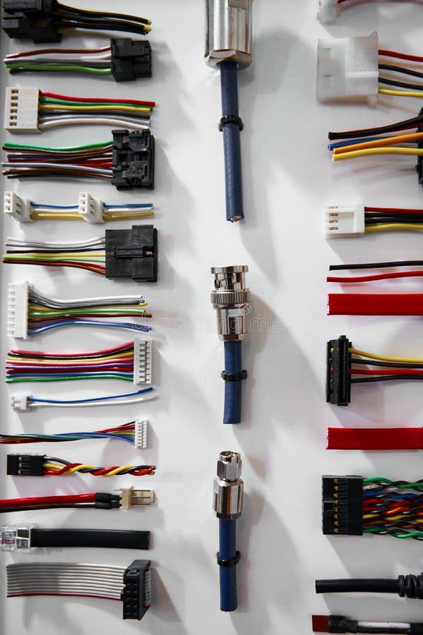 Pattern with Different Types Plugs and Connectors on White Stock Image ...