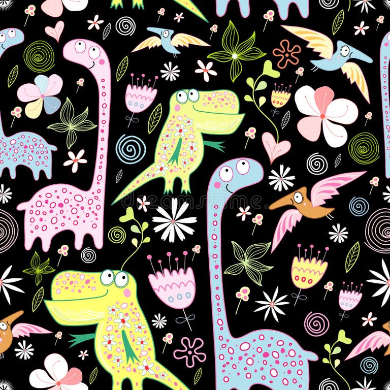 Dinosaurs Black Pattern Stock Illustrations – 794 Dinosaurs Black ...