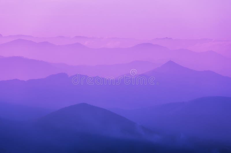 Pattern of Distant Mountain Layers at Sunset Stock Image - Image of ...