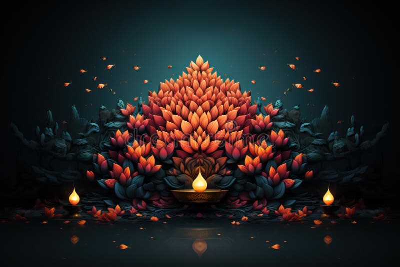 Pattern for Diwali. Bright Festive Design with Candles Stock ...