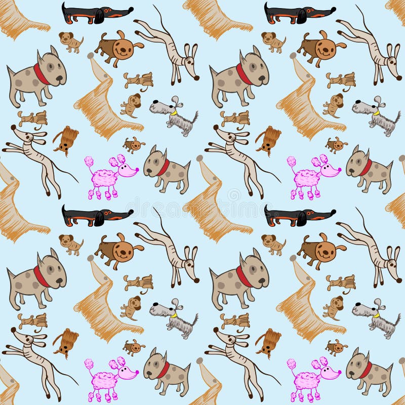 A Pattern of Dogs in the Style of Children`s Drawings 4 Stock Vector ...