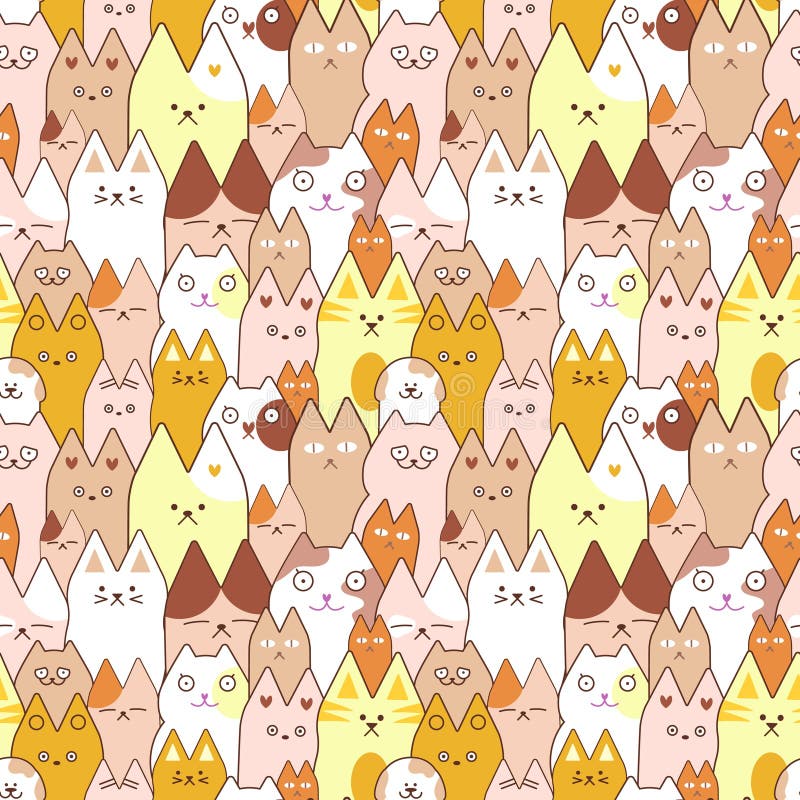 Pattern Domestic Cat and Dog.Cute Animals Seamless Pattern for ...