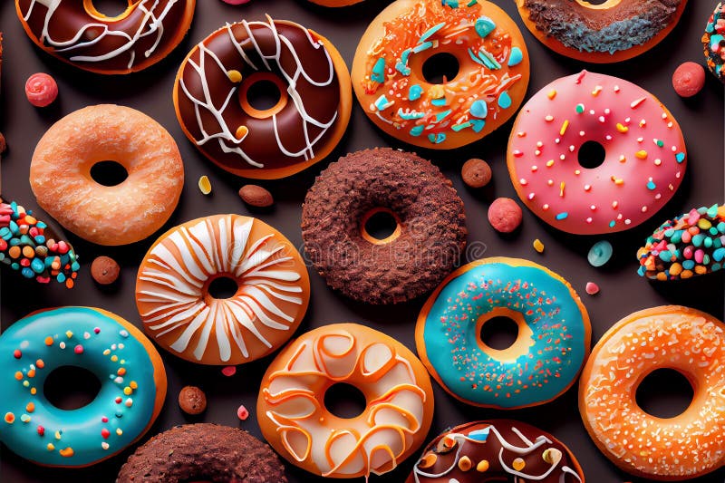 Pattern Donuts of Different Colors. AI Generated Stock Illustration ...