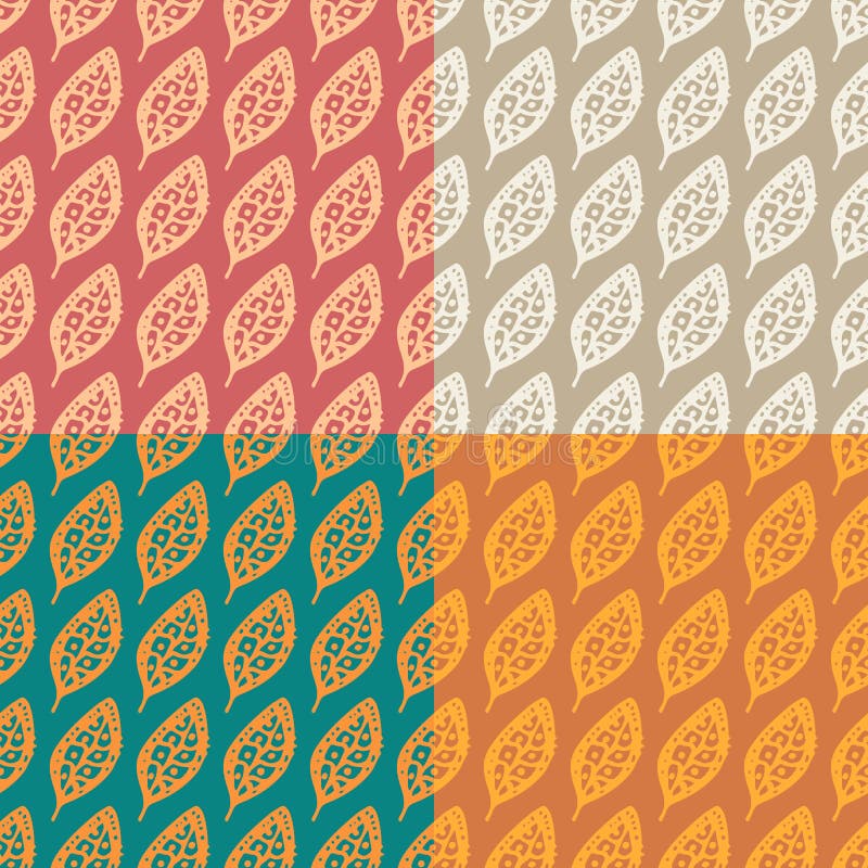 Pattern doodle leaves stock illustration. Illustration of drawing ...