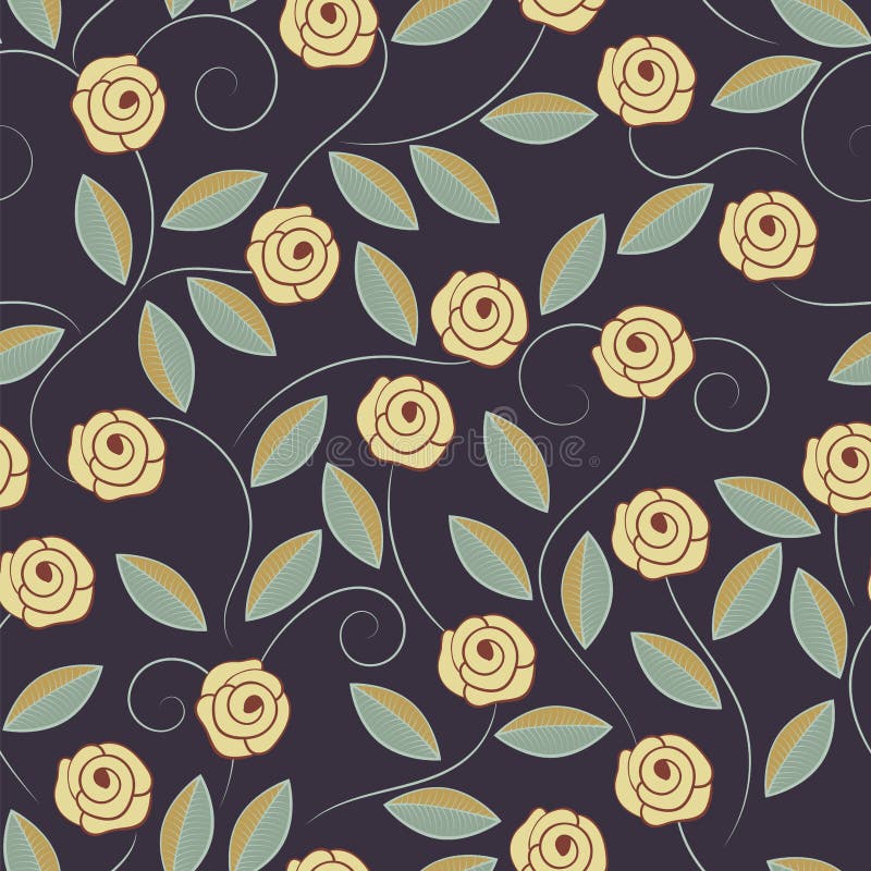 Pattern of doodle roses. stock vector. Illustration of branch - 92416207