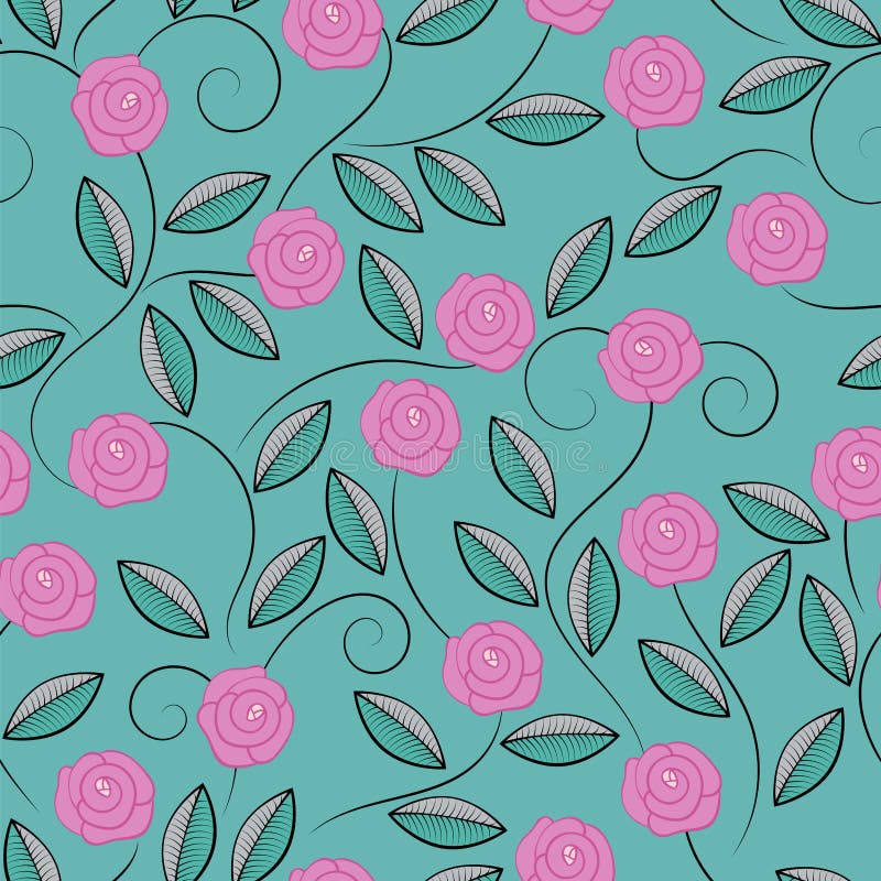 Pattern of doodle roses. stock vector. Illustration of doodle - 92029992