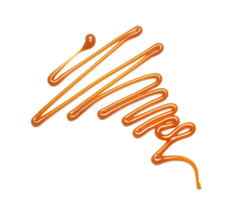 Pattern Drawn with Liquid Caramel Syrup Isolated on a White Background ...