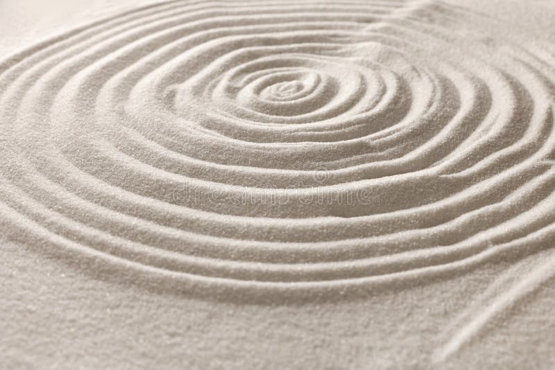 Pattern Drawn on White Sand, Closeup. Zen Garden Stock Image - Image of ...