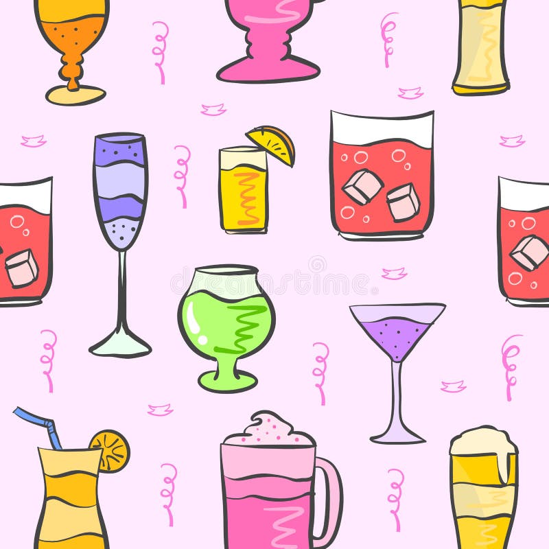 Drink Sketch Hand Draw Doodles Stock Vector - Illustration of alcohol ...