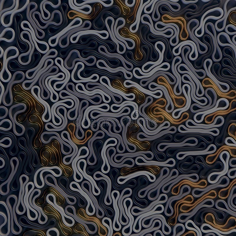 Pattern of Elastic Rounded Objects on Dark Background. 3d Rendering ...