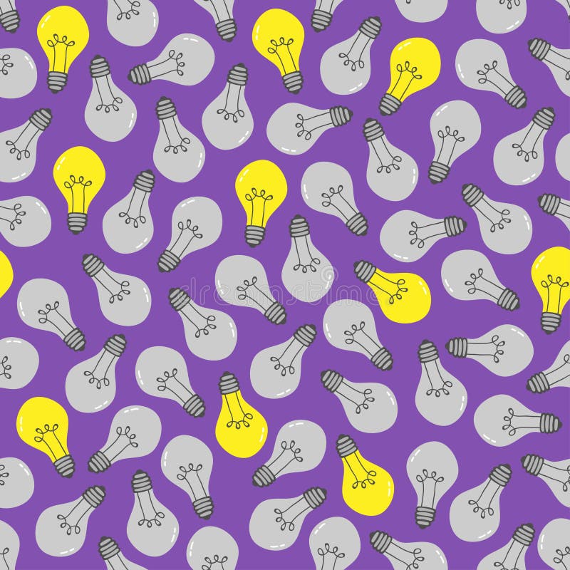 Pattern with Electric Lamps on Purple Background Stock Vector ...