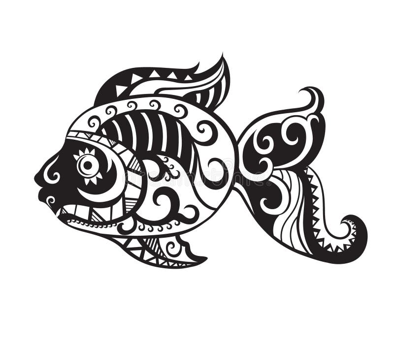 Fish with Ornaments in the Style of the Maori Stock Illustration ...