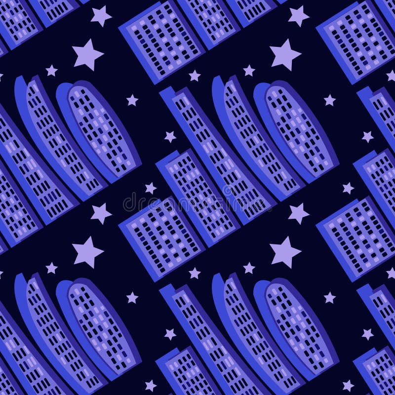 Pattern - a Stylized Night City - Graphics. Megalopolis, Modern ...