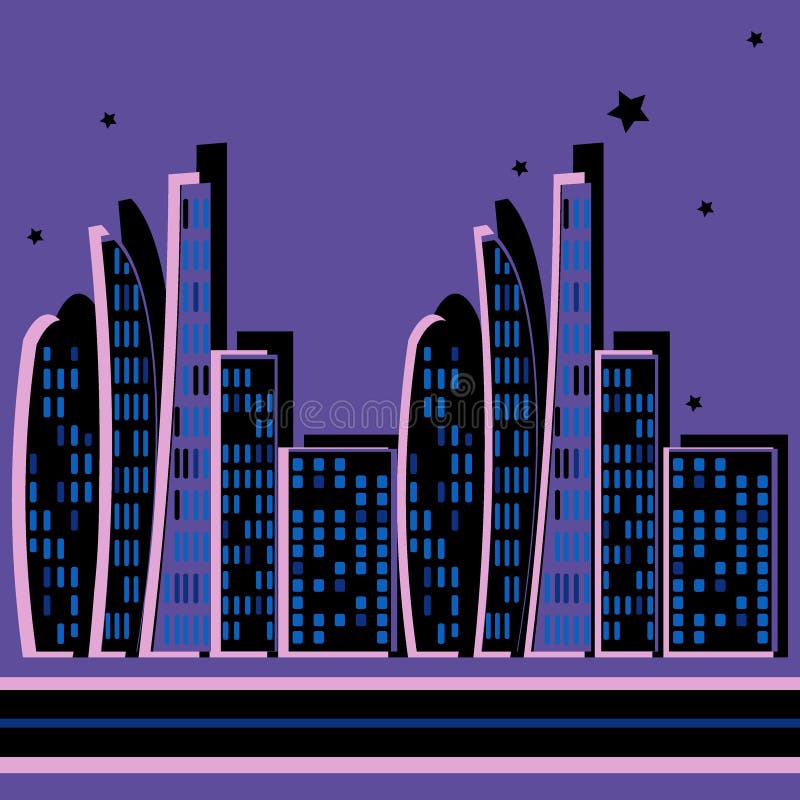 Night City - Graphics. Megalopolis, Modern Architecture Stock Vector ...