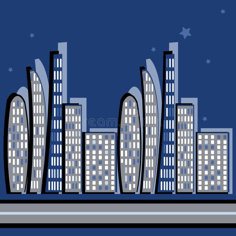 Night City - Graphics. Megalopolis, Modern Architecture Stock Vector ...