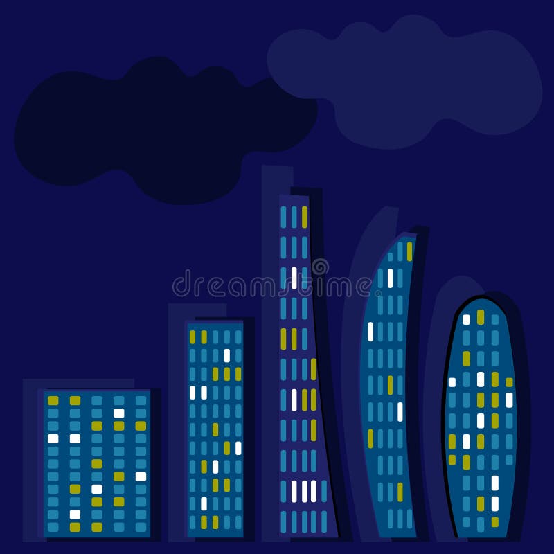A Stylized Night City - Graphics. Megalopolis, Modern Architecture ...