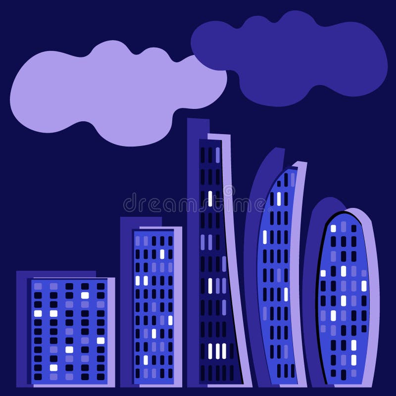 A Stylized Night City - Graphics. Megalopolis, Modern Architecture ...