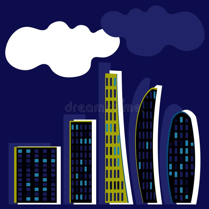 A Stylized Night City - Graphics. Megalopolis, Modern Architecture ...