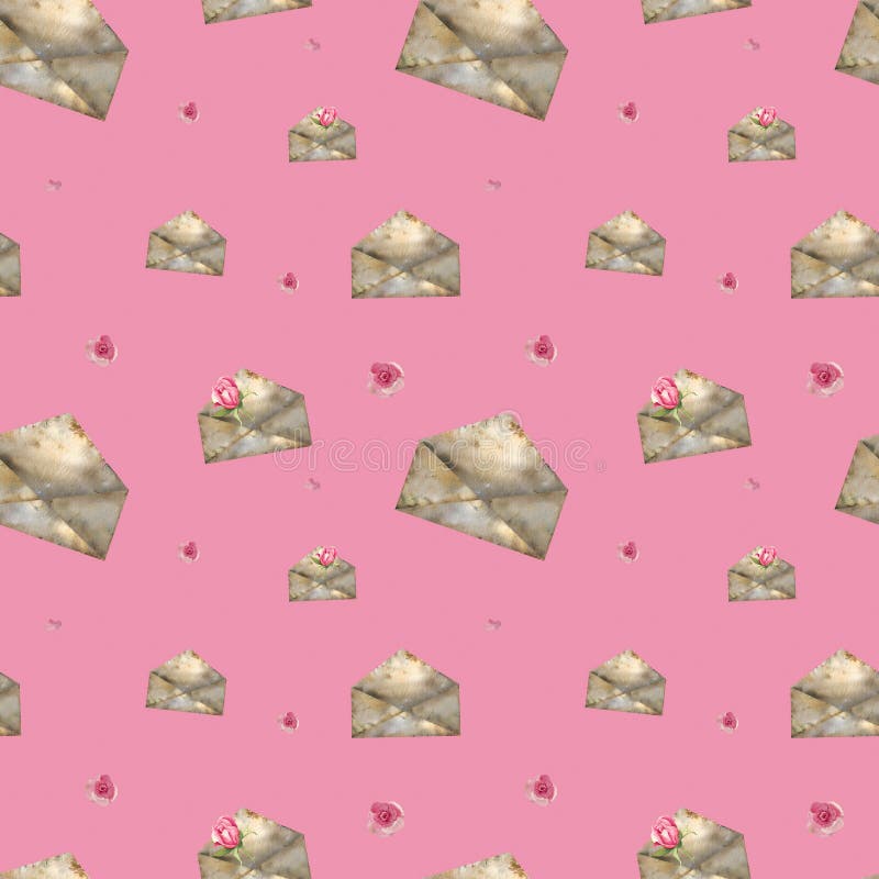 Pattern Envelope with Flowers Watercolor Illustration. Beautiful ...