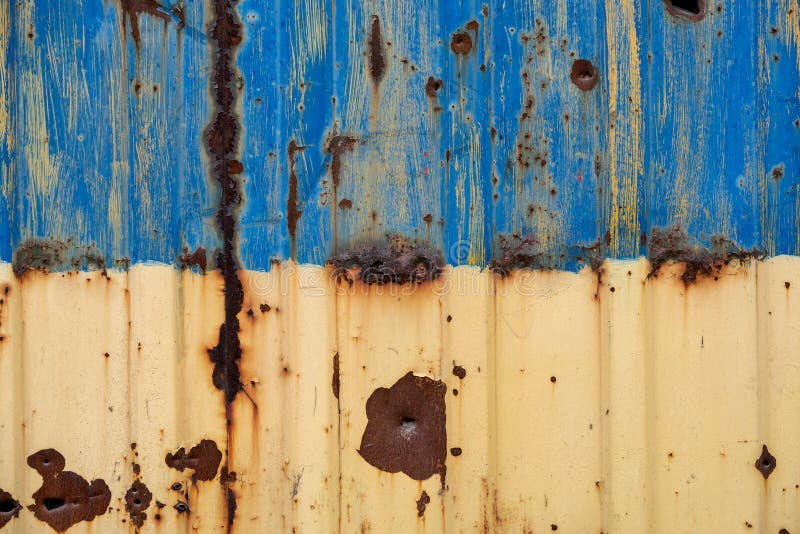 Damaged Blue Yellow House Wall War in Ukraine Stock Photo - Image of ...