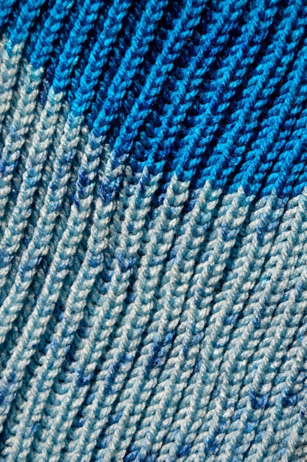 Handmade Knitted Fabric Blue Wool Background Texture Stock Image ...
