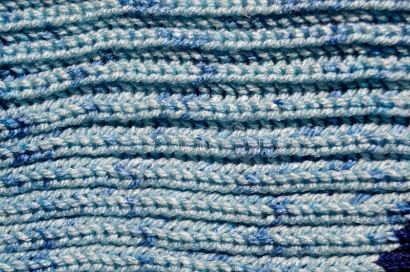 Handmade Knitted Fabric Blue Wool Background Texture Stock Image ...