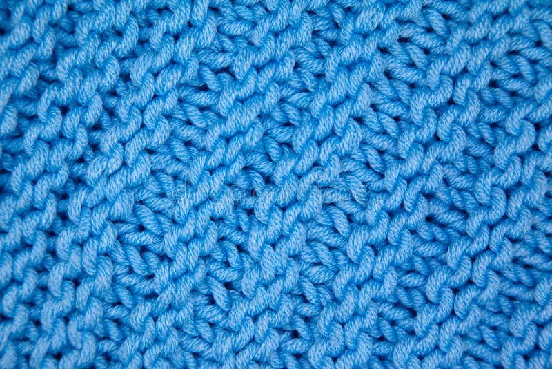 Handmade Knitted Fabric Blue Wool Background Texture Stock Photo ...