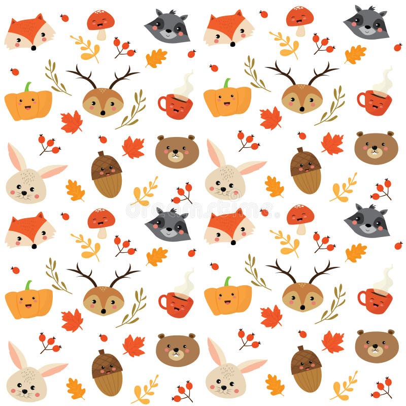 Cute autumn pattern stock illustration. Illustration of happy - 195776130