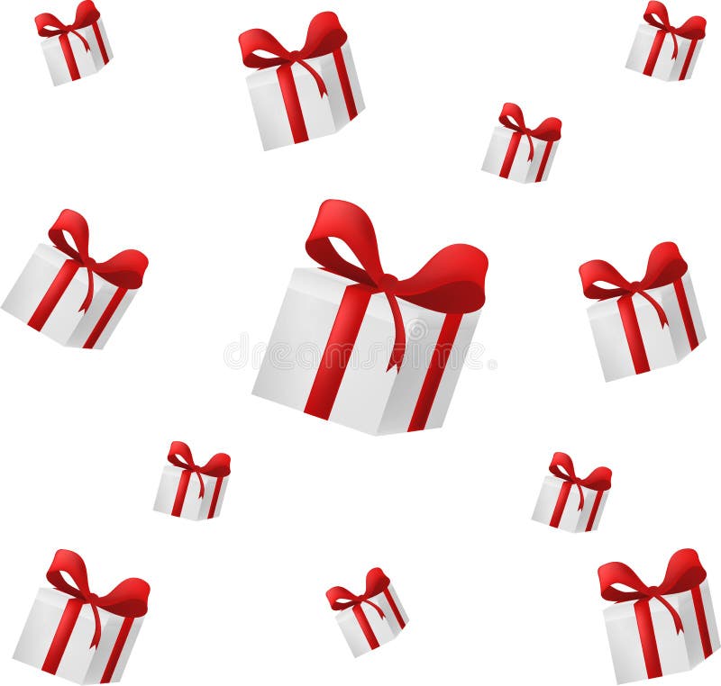 Pattern Falling Gift Box with Red Bow, Vector Art and Illustration ...